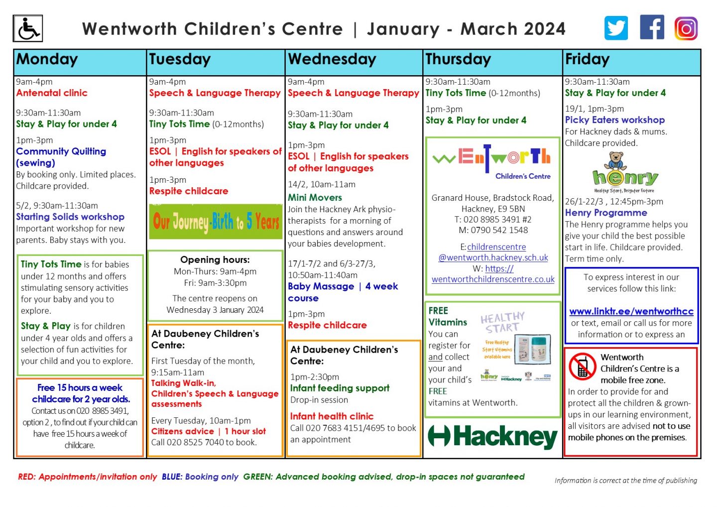 Wentworth Children's Centre | Timetable